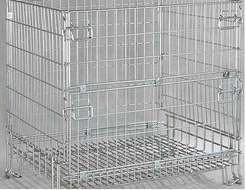 Galvanized Metal Storage Cage Foldable Mesh Box Pallets 800kg Load Capacity