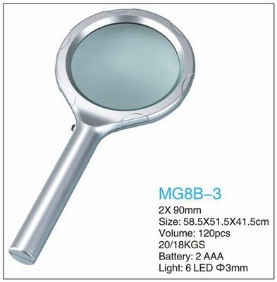 Dome Handheld LED Pocket Magnifying Glass 2x Power Eco Friendly Plastic