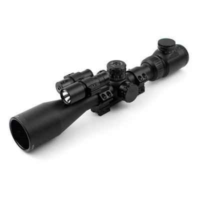 Tactical Accessories 1/4 MOA Click Rifle Scope With Red Laser And Flashlight Hunting Riflescope