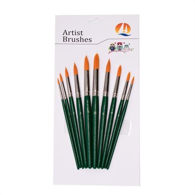 Golden Nylon Hair 10pcs #10 Artist Paint Brushes Set