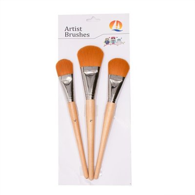 Brich Handle Brass Ferrule Flat Brush Set