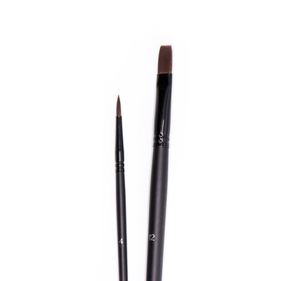Mixed Shape Matte Black Oil Filbert Brush Set