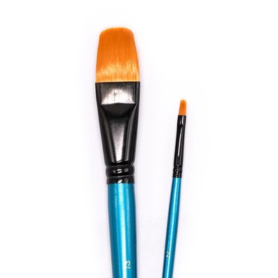 Metallic Blue Handle Angled Synthetic Watercolour Brushes
