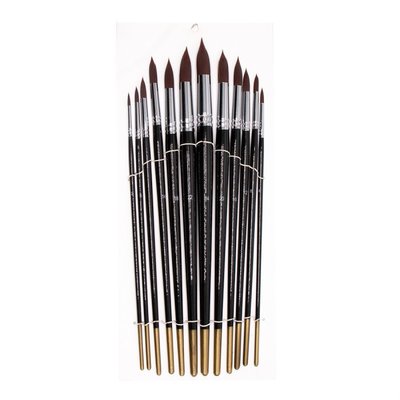 Round Tip Dark Brown 12pcs Fine Artist Brushes
