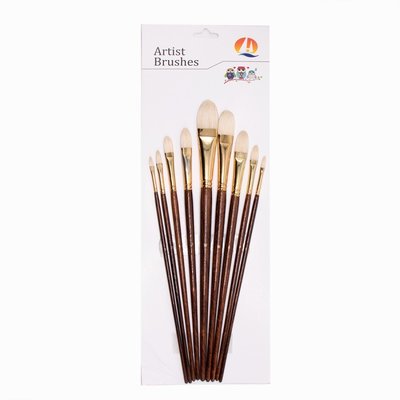 Brown Handle Oval Artist Watercolour Brushes