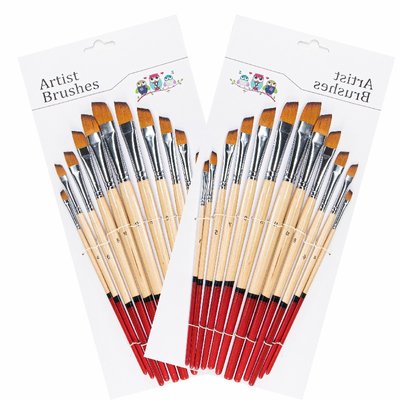 Angular Tip Copper Ferrule Paint Brushes For Toddlers