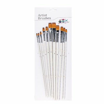 Flat Tip Nylon Hair 11pcs Childrens Paint Brushes