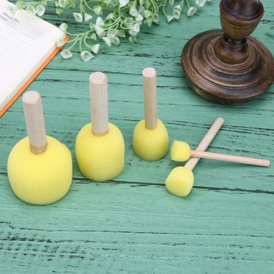 Wooden Handle 5Pcs Circle Sponge Paint Brush