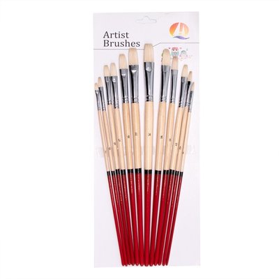 White Flat Bristle Artist Watercolour Brushes