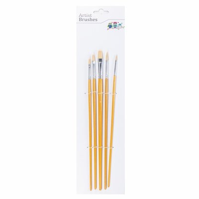Aluminum Ferrule Creamy White Nylon Hair #6 Art Paint Brush Set