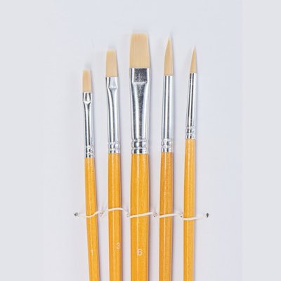 Aluminum Ferrule Creamy White Nylon Hair #6 Art Paint Brush Set