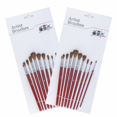 Gray Pony Hair White Aluminum Ferrule 18# Art Brush Set