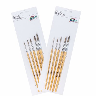 Wooden Handle Round Tip #12 Artist Paint Brushes Set