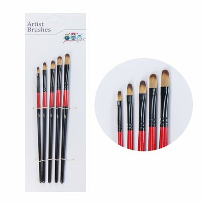 Oval Head Nylon Hair Black Aluminum Ferrule Artist Brush Set