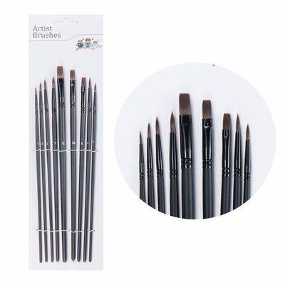 Black Color Handle 1# Artist Paint Brushes Set