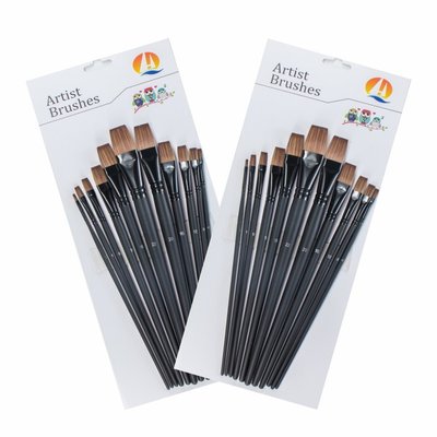 Black Aluminum Ferrule Mixed Color Nylon Hair 22# Artist Paint Brush Set