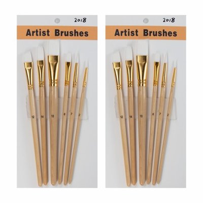 Wooden Handle White Nylon Hair Artist Paint Brush Sets