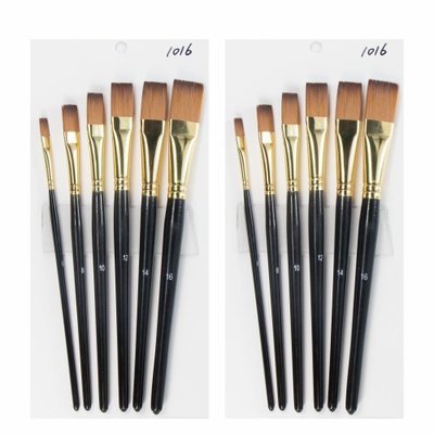 Nylon Hair Flat Head 140mm Copper Ferrule 6pcs Artist Brush Set