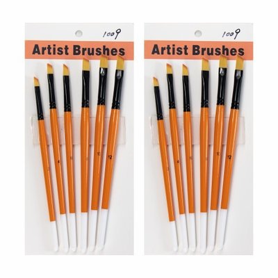 140mm Wooden Handle Angular Copper Ferrule Artist Paint Brush Set