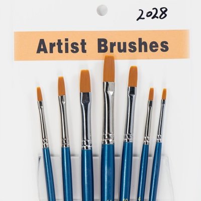 Golden Nylon Hair Pearl Brilliant Blue Handle Artist Paint Brush Set