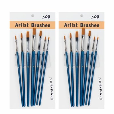 Golden Nylon Hair Pearl Brilliant Blue Handle Artist Paint Brush Set