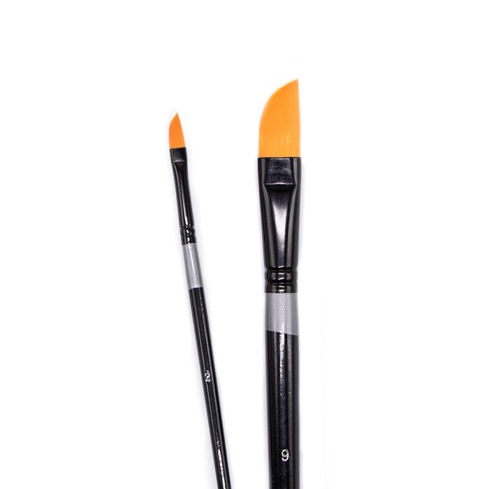 Black Aluminum Ferrule 9Pcs Flat Paint Brush Set