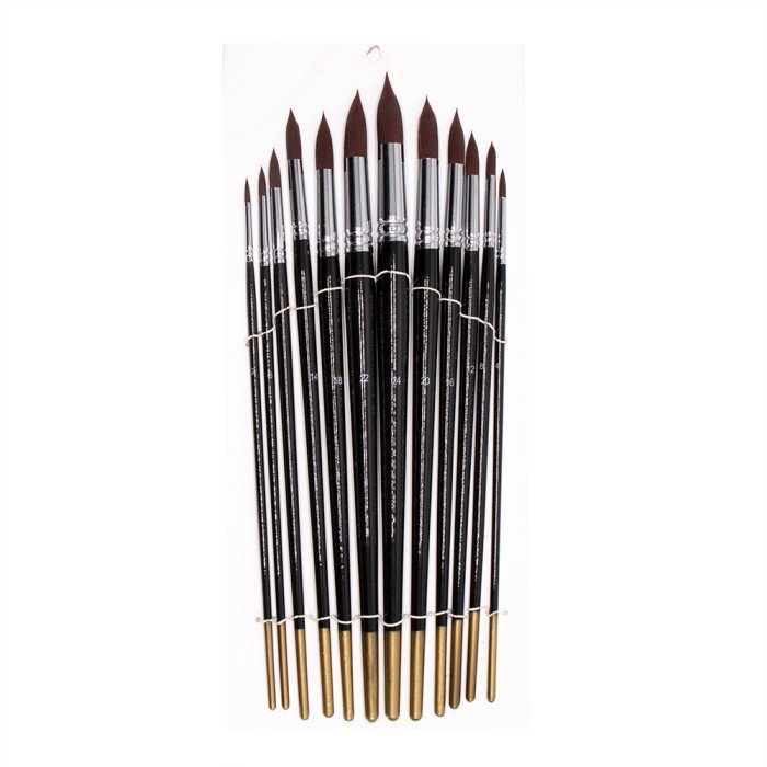 Round Tip Dark Brown 12pcs Fine Artist Brushes