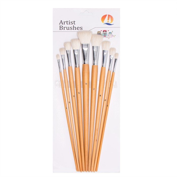 Flat Artist 9pcs Goat Hair Paint Brush Set