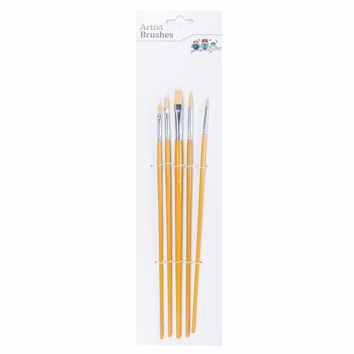 Aluminum Ferrule Creamy White Nylon Hair #6 Art Paint Brush Set