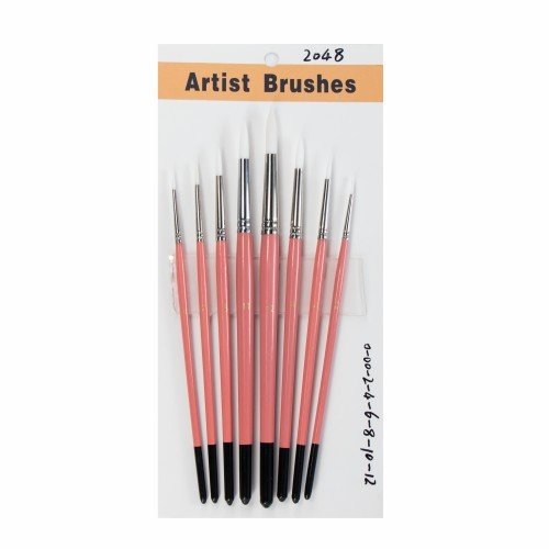 #12 Nylon Hair Pink And Black Wood Handle 8pcs Artist Brush Set