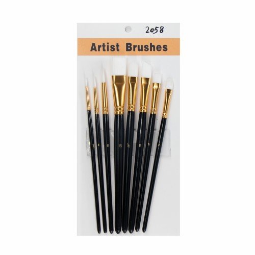 Aluminum Ferrules White Nylon Hair 140mm Artist Paint Brush Set