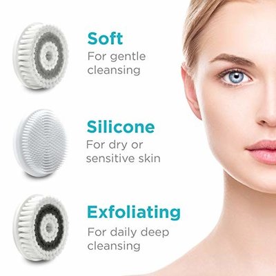 Waterproof Facial Cleansing Spin Brush Set with 3 Exfoliating Brush Heads - Complete Face Spa System supplier