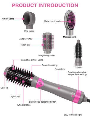 Electric Hair Straightening 900W LED Hot Hair Styling Brush Easy Use