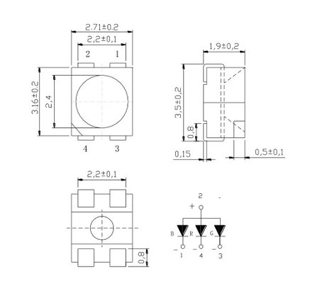 White Shell High Power Chip Rgb Led 120 Degree Viewing Angle Easy Installation