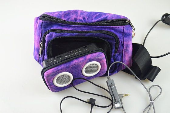 Y-02 Waist Speaker bag Violet surface  with headset , Running Waist Bag
