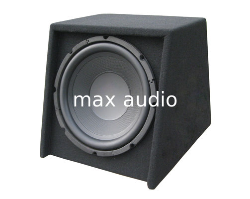 Slim Powered Subwoofer Car , Powered Car Speakers 10 Inch Black