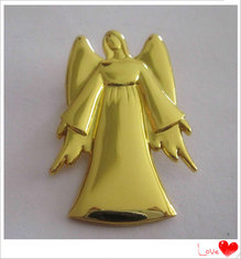 China Metal charity angel swing emblem pin, gold plated charity emblem angel pins, supplier