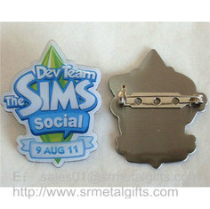 China Epoxy coated custom lapel pins, epoxy dome lapel pin with safety pin, supplier