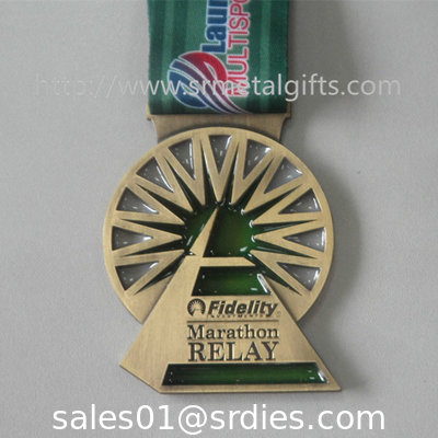 Embossed basketball award medals with ribbon, ribbon metal basketball prizing medallions, supplier