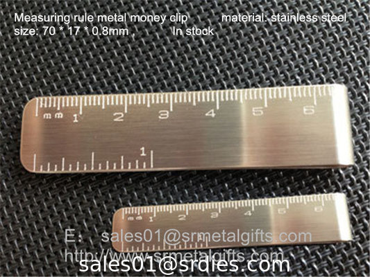 Stainless steel measuring rule money clip, steel measuring mark money clips, supplier