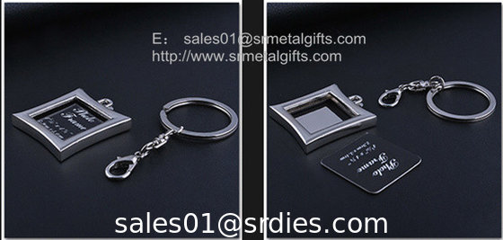 Cheap metal key ring with photo locket, metal picture frame keychains, supplier
