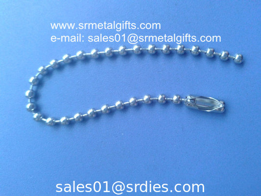 Custom made precut steel ball chain with coupling connector supplier