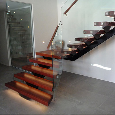 New design modern glass stairs /glass railing staircase / build wood floating staircase