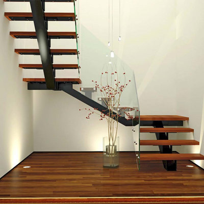 Modern Design Steel Beam Stringer Open Riser Staircase