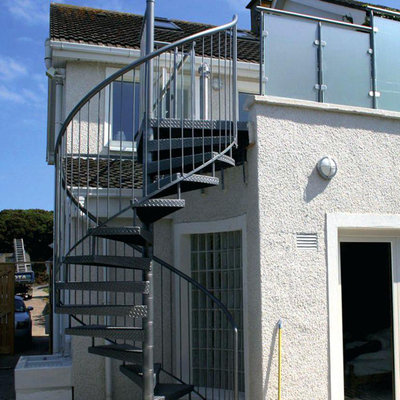 Carbon Steel Tread Custom Spiral Staircase /Outdoor Metal Spiral Staircase