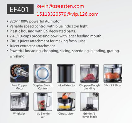 Easten Food Processor EF401/ 820W  Food Processor /2.4 Liters Electrical  Food Blender Processor