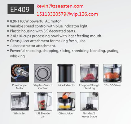 Easten Food Processor EF409/ 2.4 Liters Family Use 10-in-1 Manual Multi Functional Food Processor
