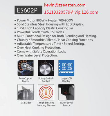 China Easten Made Soup Maker ES602P/ Soup Maker With Food Processor / 900W Soup Blender With SS Wet Grinder