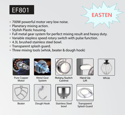 Easten New Design Electric Food Stand Mixer with Rotating Bowl/ 4.5 Litres Stand Mixer Price