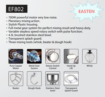 10 Best Stand Mixer/ Easten 700W Kitchen Machine EF802/ 4.3 Litres Stand Mixer for Amazon Retails